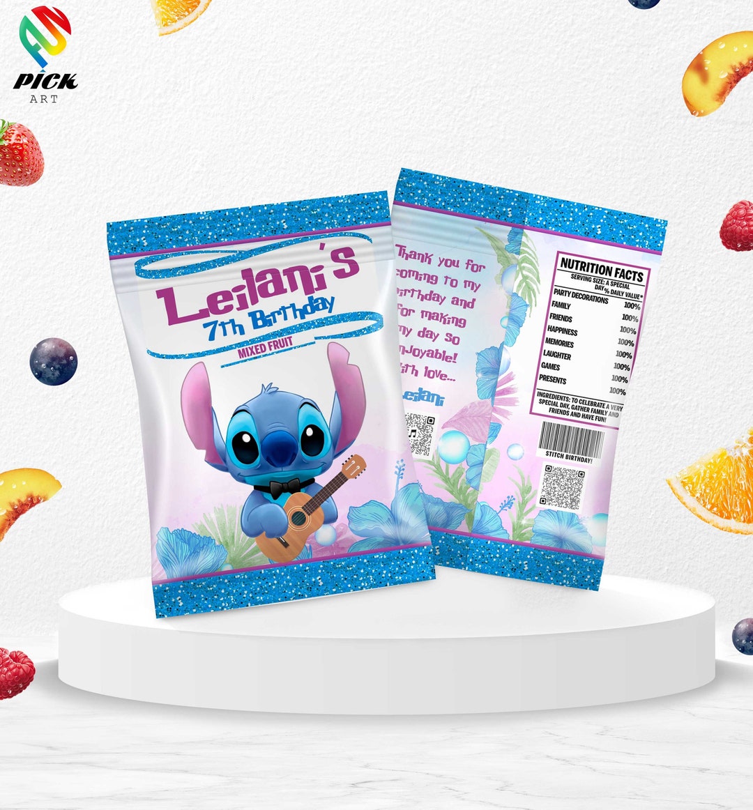 Hawaiian Fruit Snack Wrapper Luau Candy Wrappers Tropical Snack Bag ...