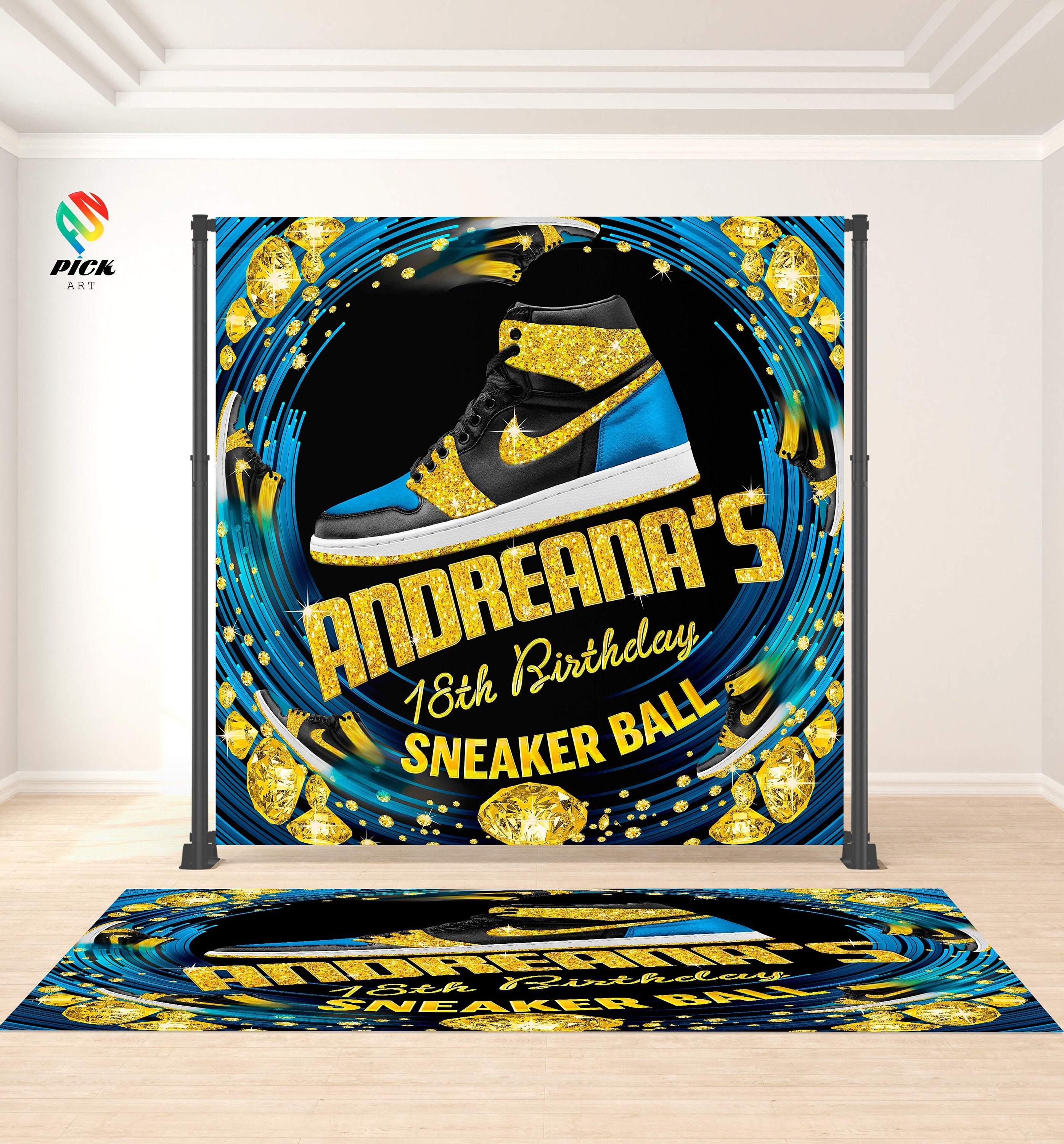 Editable Sneaker Ball Backdrop Sneaker Banner Custom Photo Backdrop ...