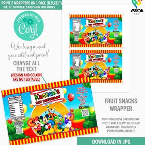 Theme Park Fruit Snack Wrapper Amusement Park Candy Wrappers Kids Snack ...