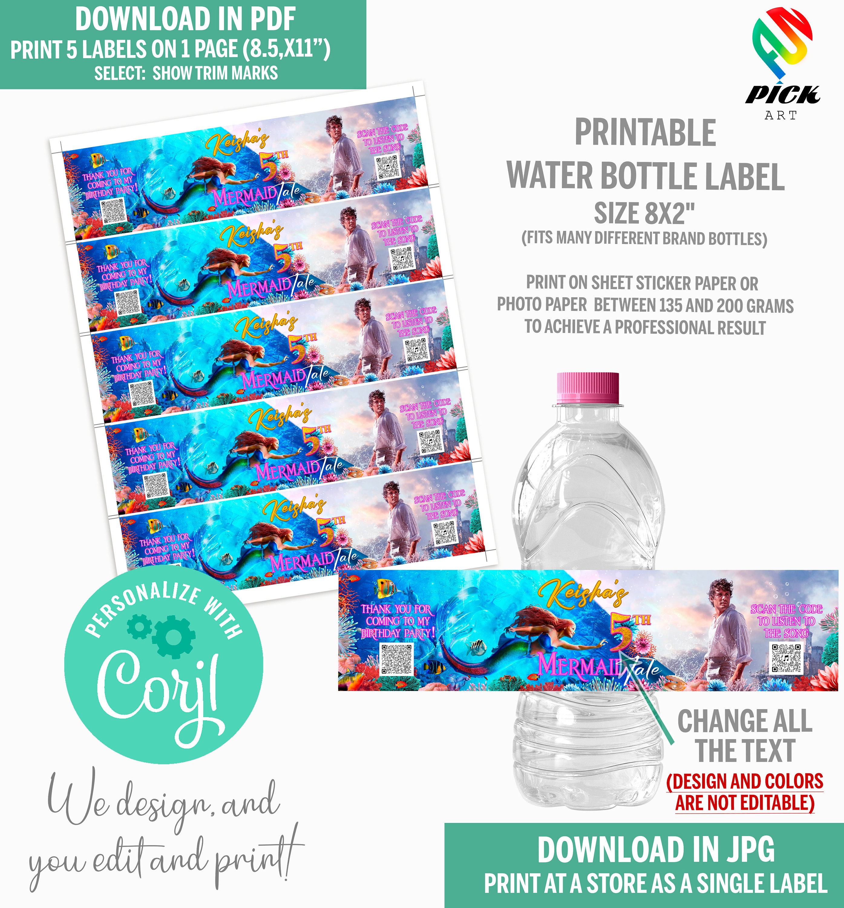 Editable Water Bottle Label Birthday Drink Label Editable Juice Label ...