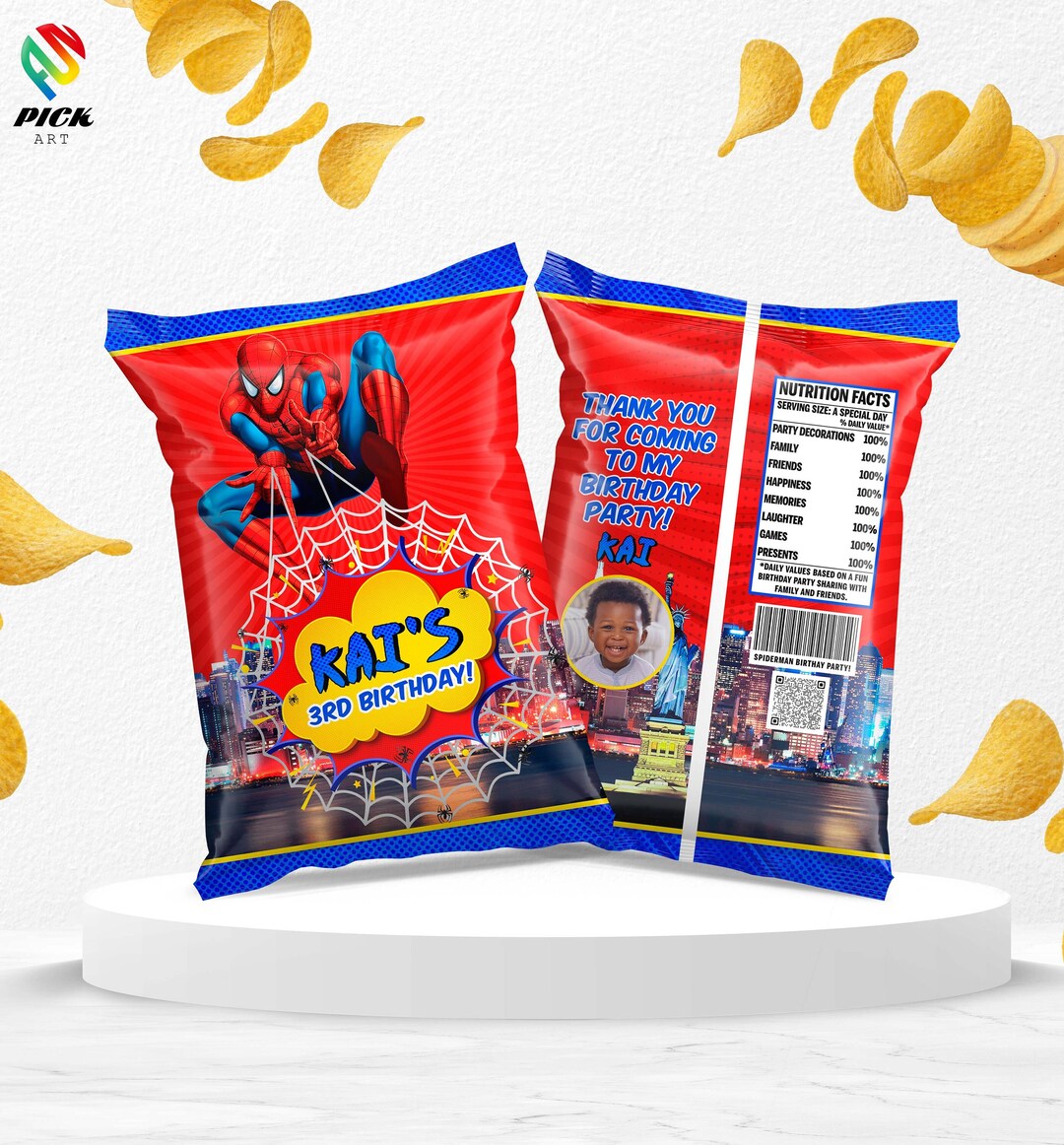 Super Hero Chip Bag Wrapper Hero Snack Bag Template Kids Custom Bag ...