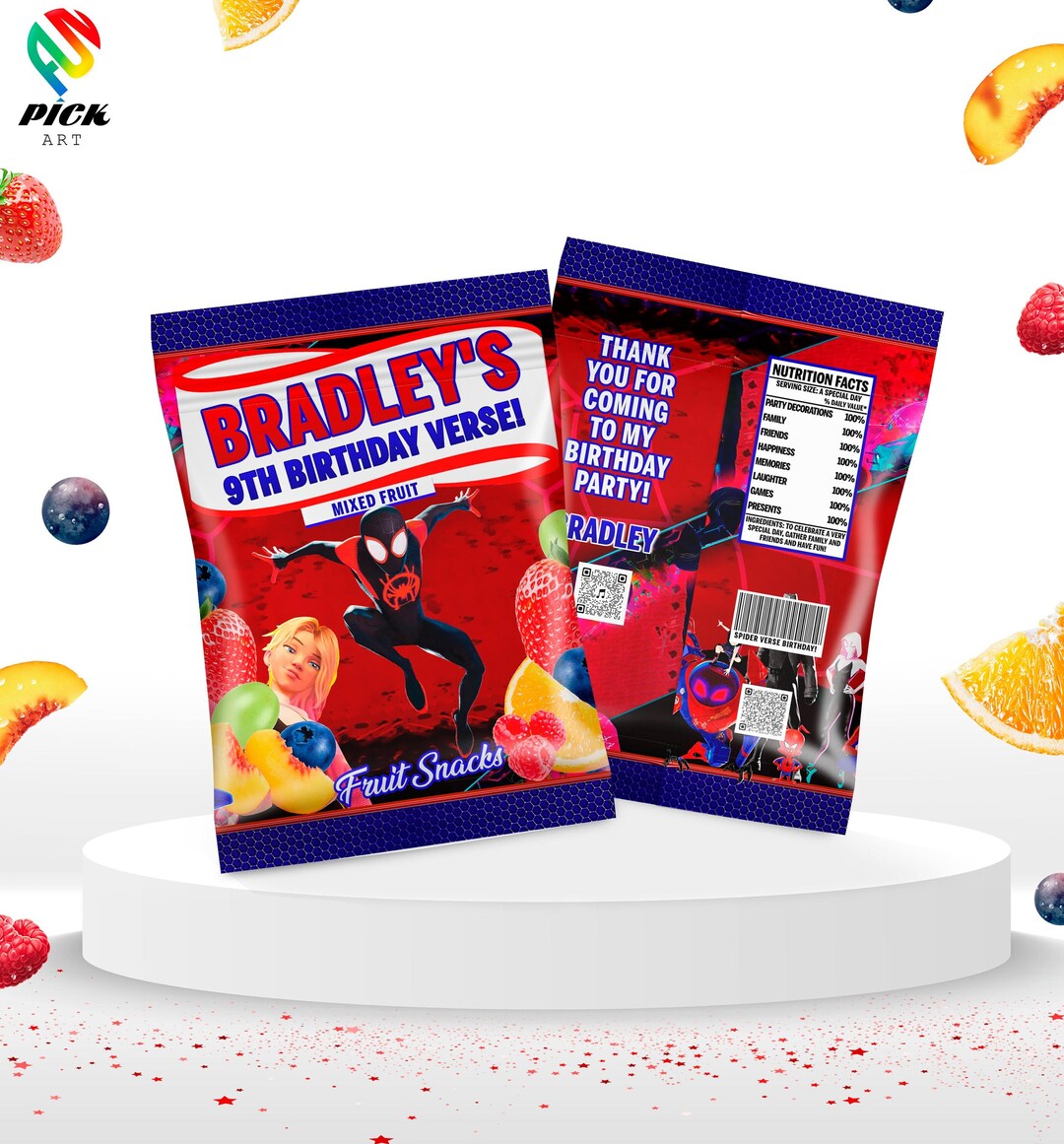 Editable Fruit Snack Wrapper Editable Candy Wrappers Editable Snack Bag ...