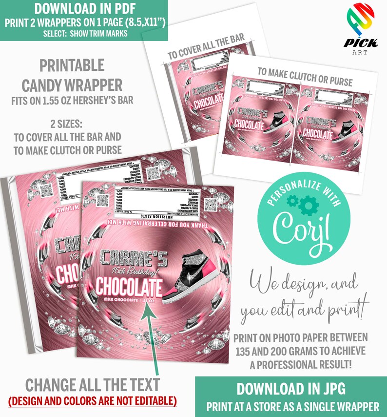 Editable Candy Wrapper, Editable Chocolate Bar, Editable Wrapper ...