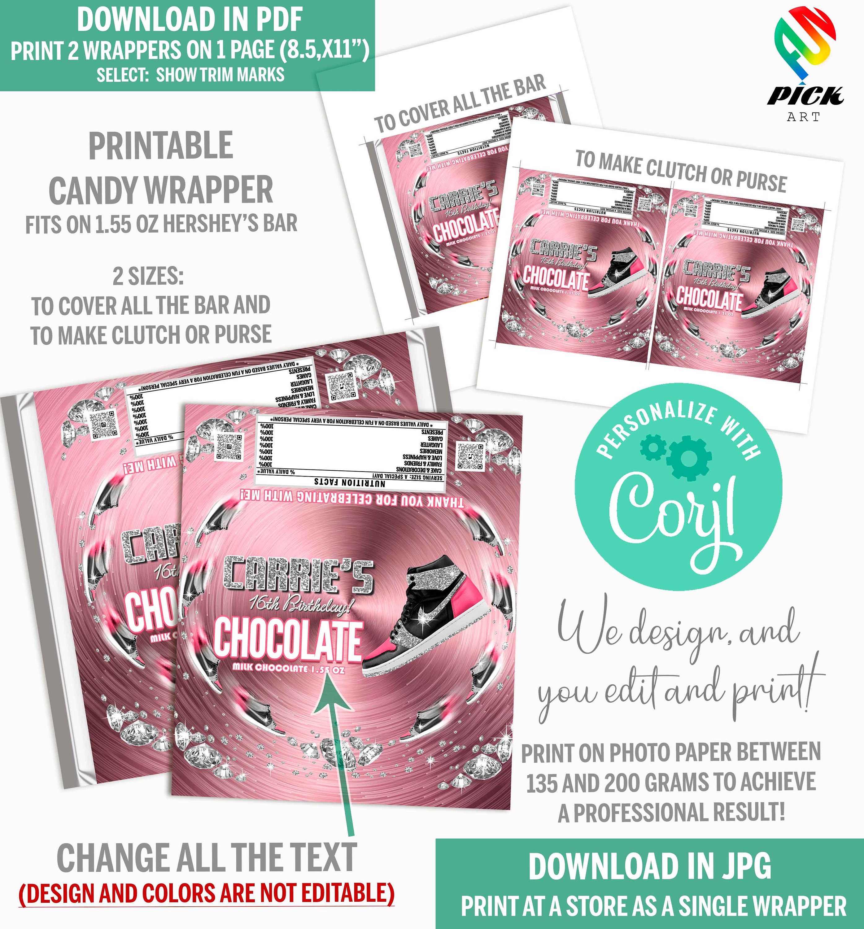 Editable Candy Wrapper, Editable Chocolate Bar, Editable Wrapper ...