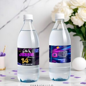 Gaming Water Bottle Label for DIY, Gamer Sticker for Bottle, Streaming ...
