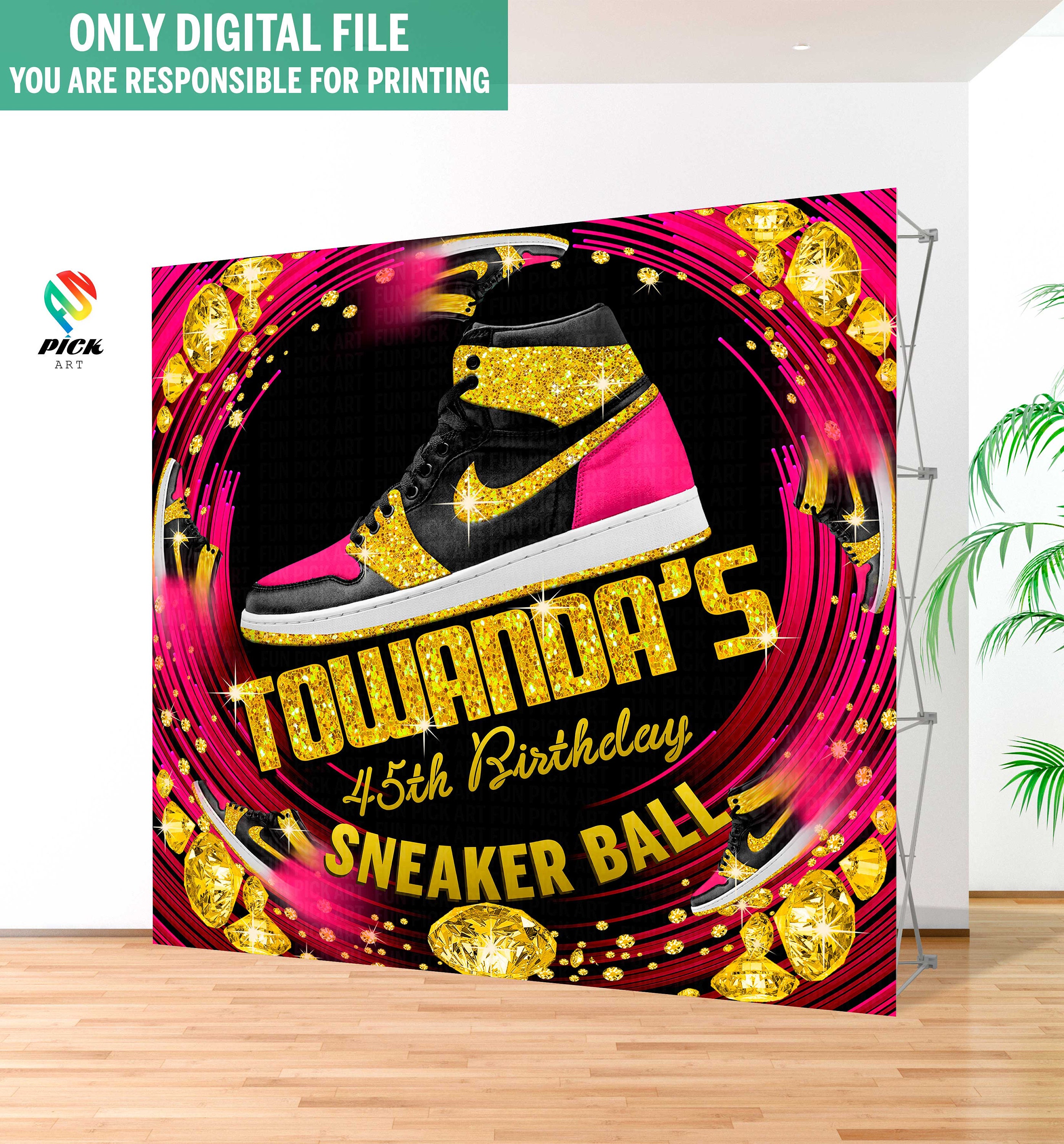 Editable Backdrop Editable Banner Red and Silver Party - Etsy