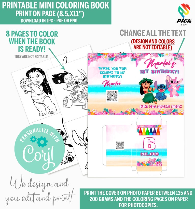 Editable Mini Coloring Book Editable Coloring Pages - Etsy