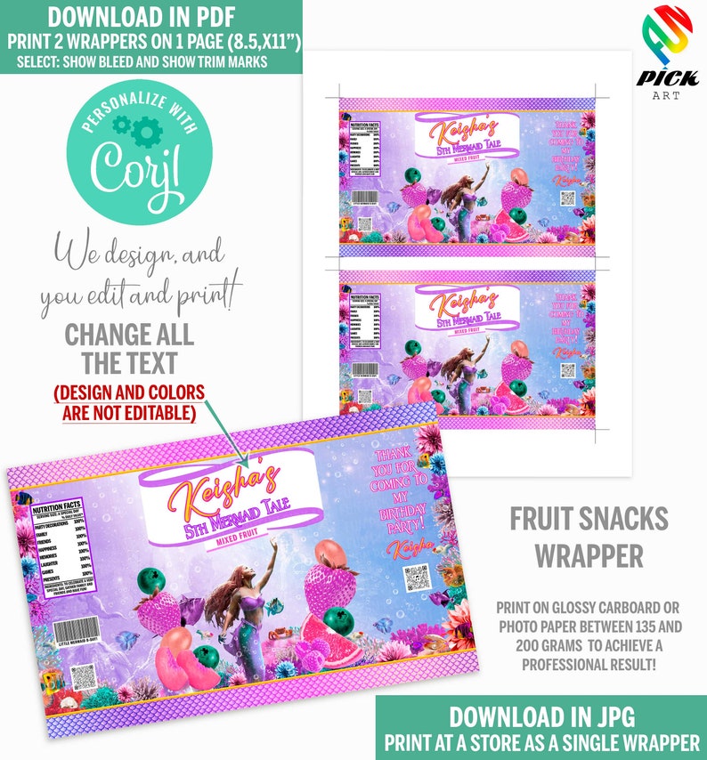 Editable Fruit Snack Wrapper Editable Candy Wrappers Editable Snack Bag ...