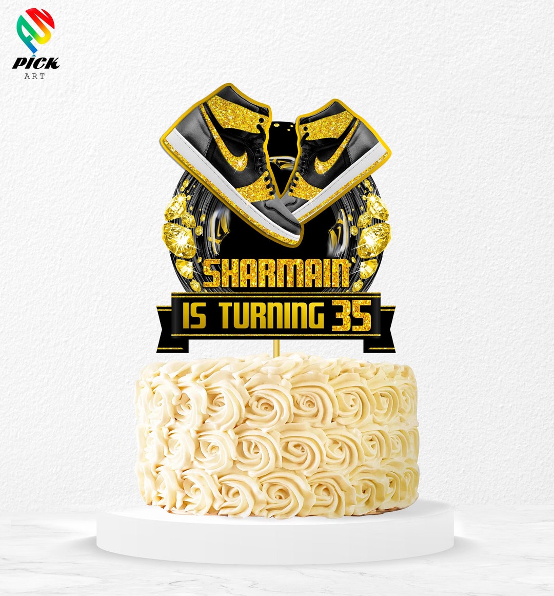 Editable Sneaker Ball Cake Topper Custom 3D Cake Topper Sneakers Cake ...