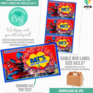 Super Hero Gable Box Label Hero Printable Label Kids Box Label Super ...