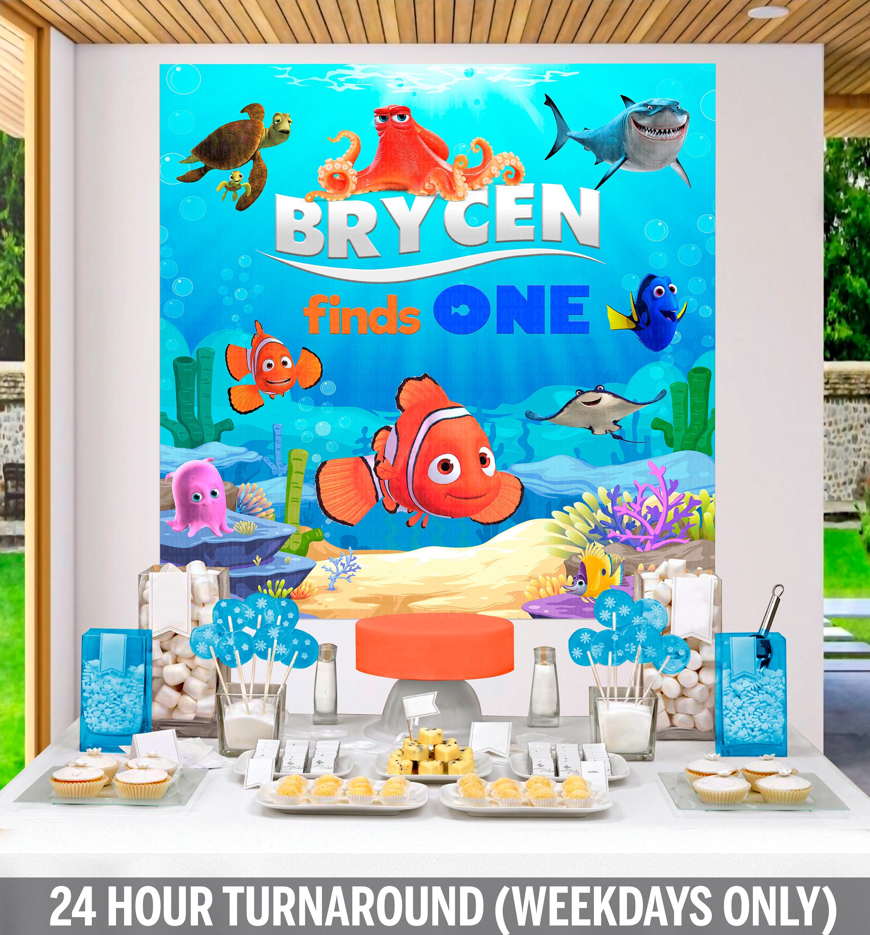 Editable Baby Fish Backdrop Cute Fish Banner Little Fish Custom ...