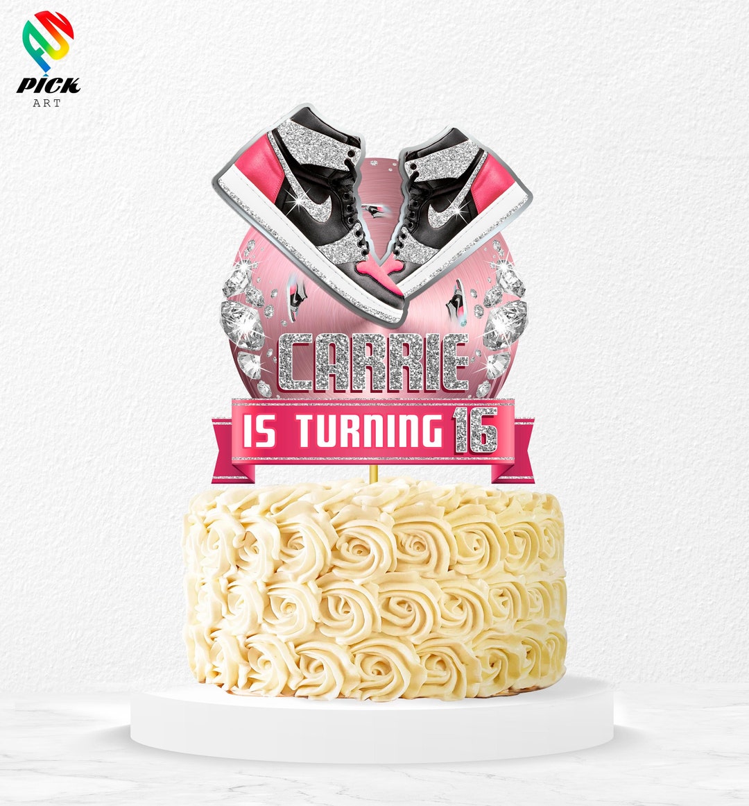 Editable Sneaker Ball Cake Topper Custom 3D Cake Topper Sneakers Cake ...