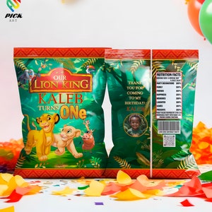 Baby Lion Party Bundle 4 Items Little Lion Chips Bag Lion Bottle Label ...