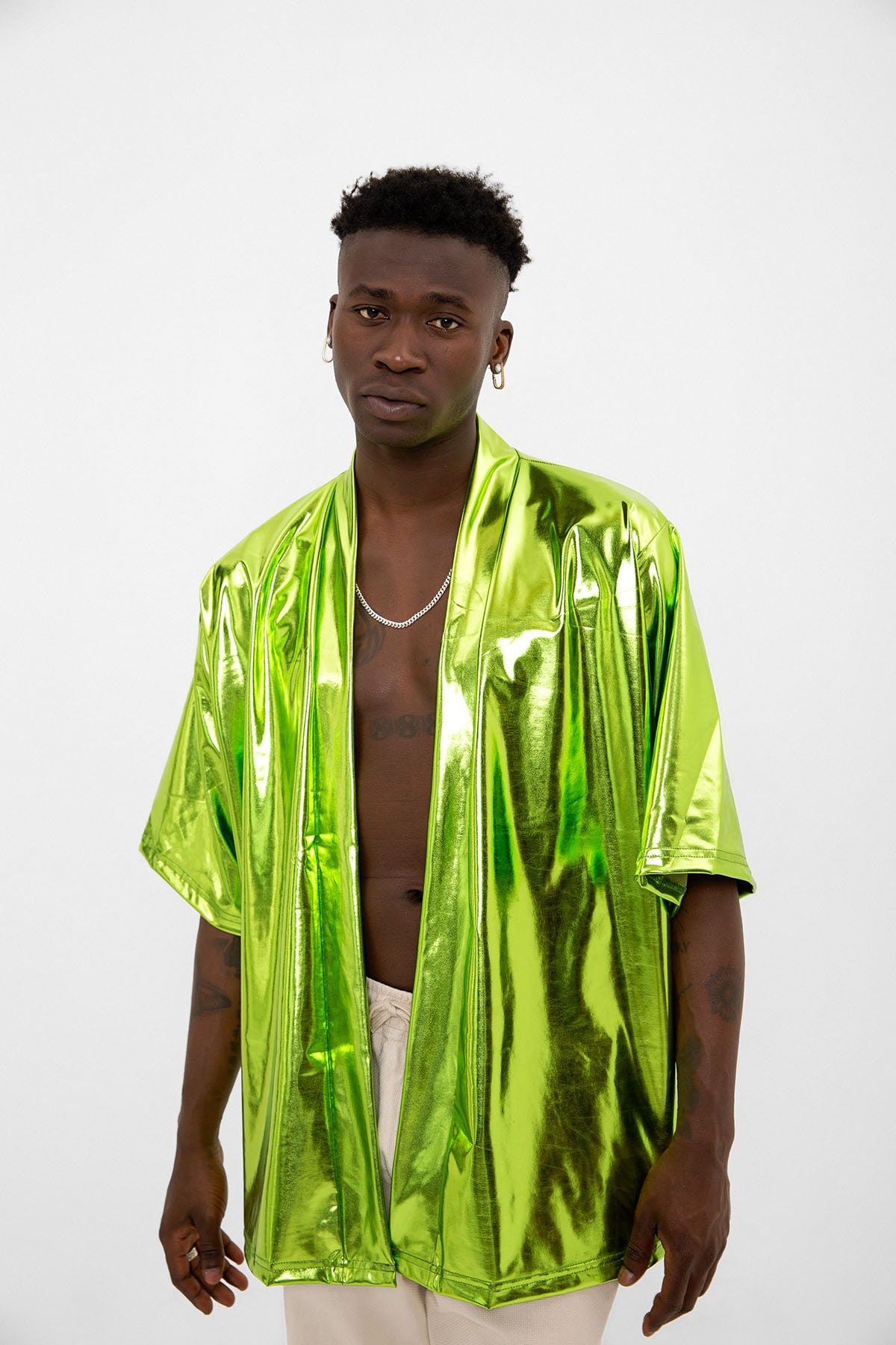 Mens Kimono Rave Clothing Green Holographic Kimono Festival - Etsy