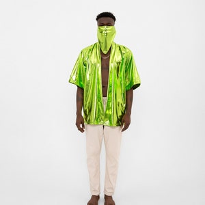 Mens Kimono, Rave Clothing, Green Holographic Kimono, Festival Clothing ...