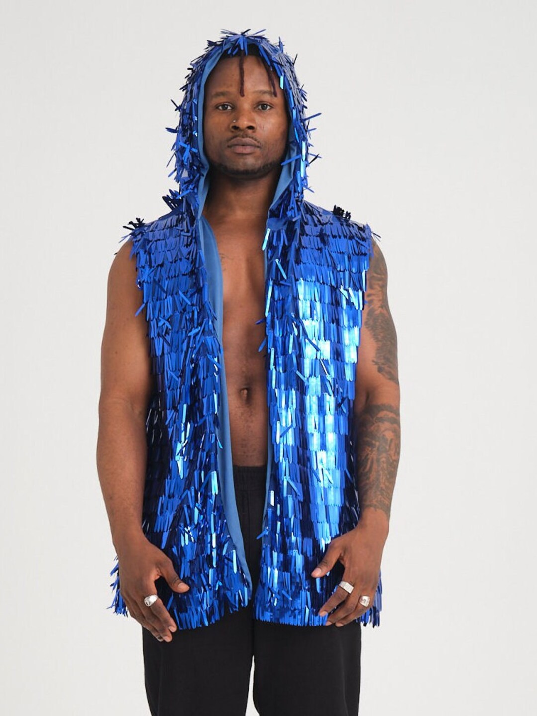 Sequin Vest, Burning Man Clothing, Mens Kimono, Mens Festival, Festival ...