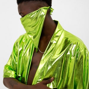 Mens Kimono, Rave Clothing, Green Holographic Kimono, Festival Clothing ...