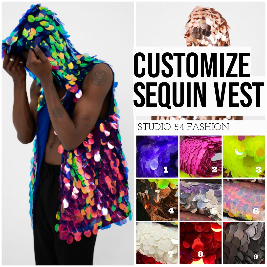 Sequin Vest, Mermaid Sequin Jacket, Party Kimono, Party Outfit, Rave ...