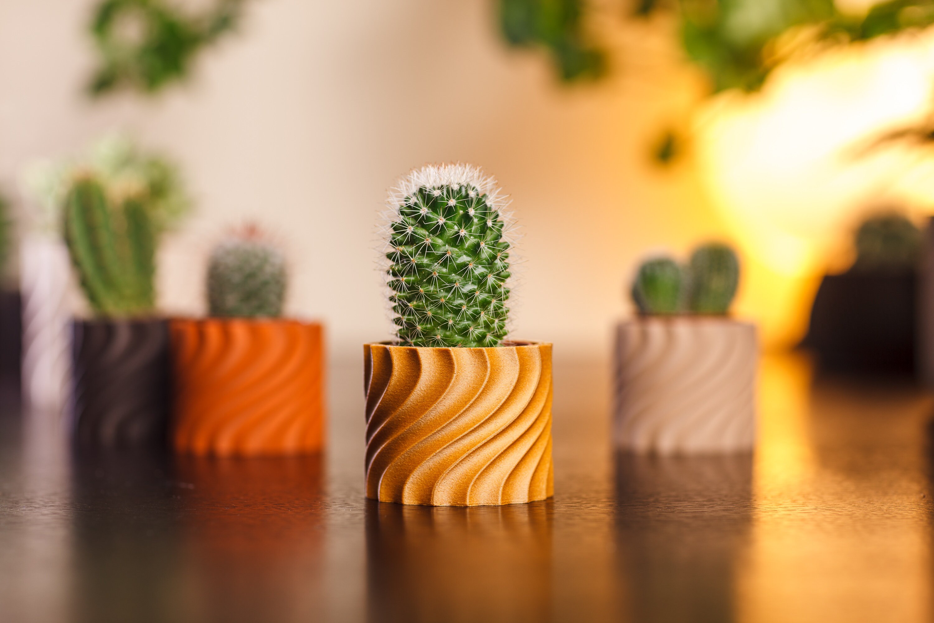 Lightweight Minimalist Wood Planter WHIRL | Small Indoor Plant Pot ...