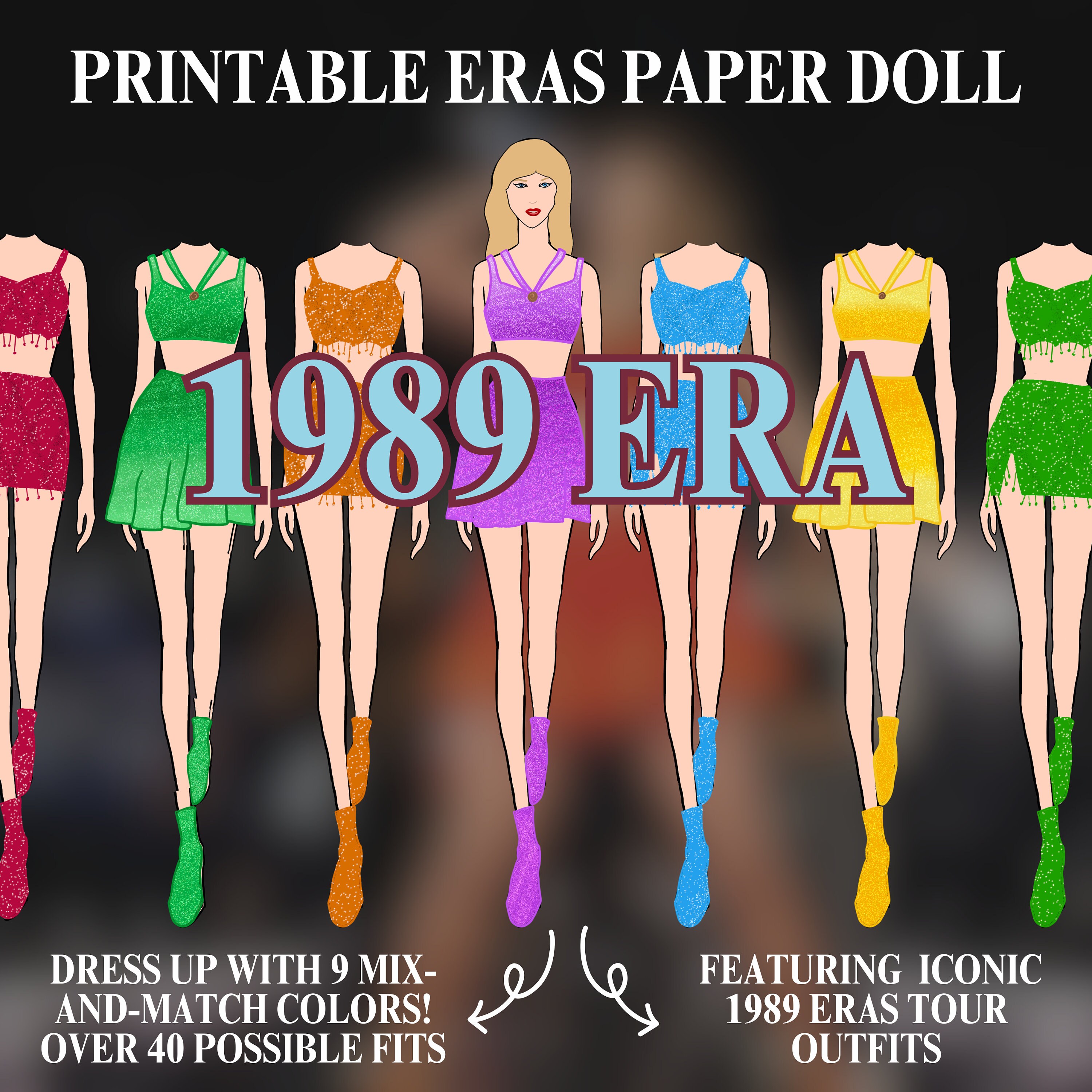 Eras Paper Doll Printable Download 1989 Era Outfits - Etsy