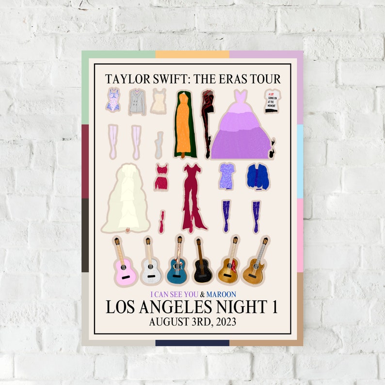 Taylor Swift: the Eras Tour Inspired Outfit Poster PERSONALIZED by Date ...