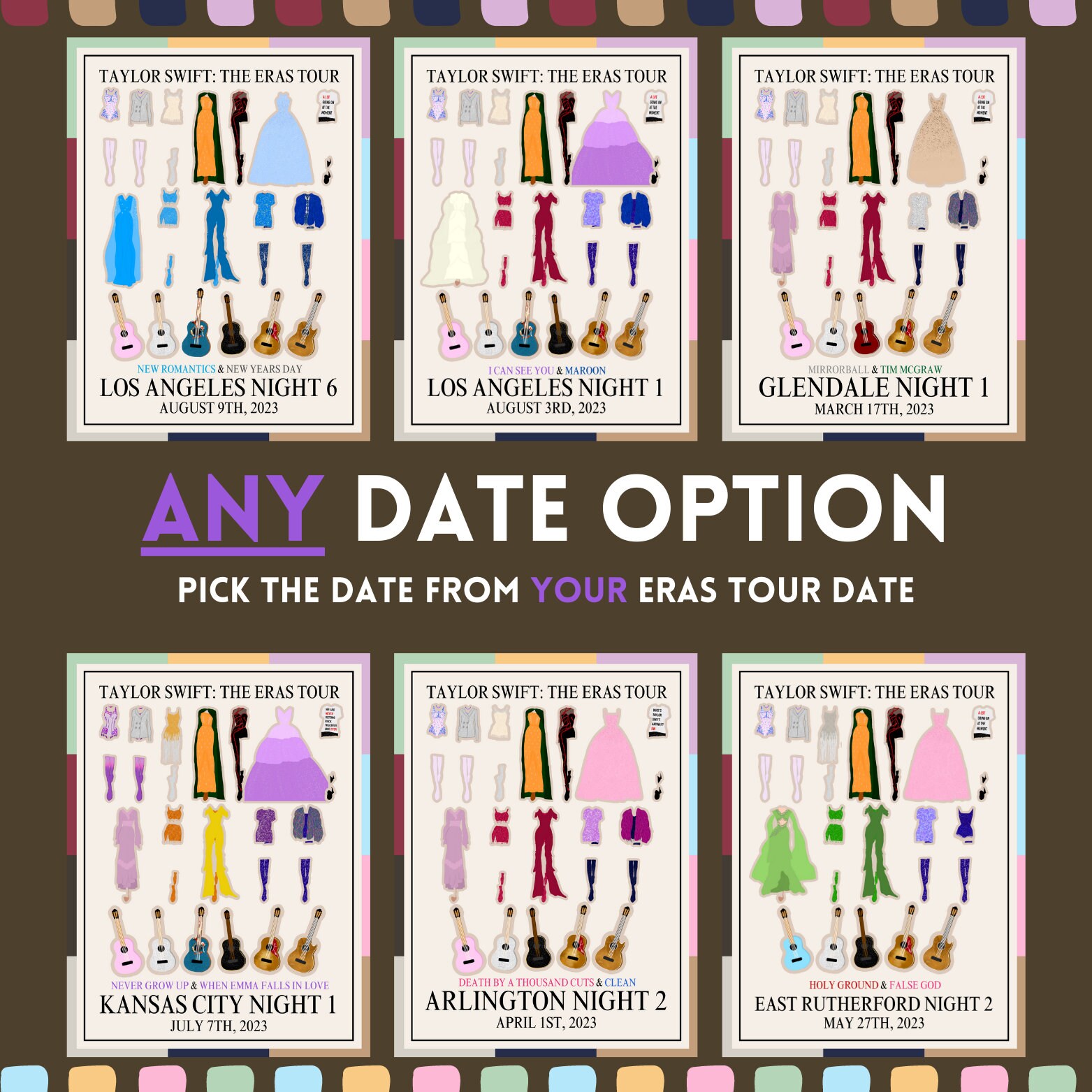 Taylor Swift: the Eras Tour Inspired Outfit Poster PERSONALIZED by Date ...