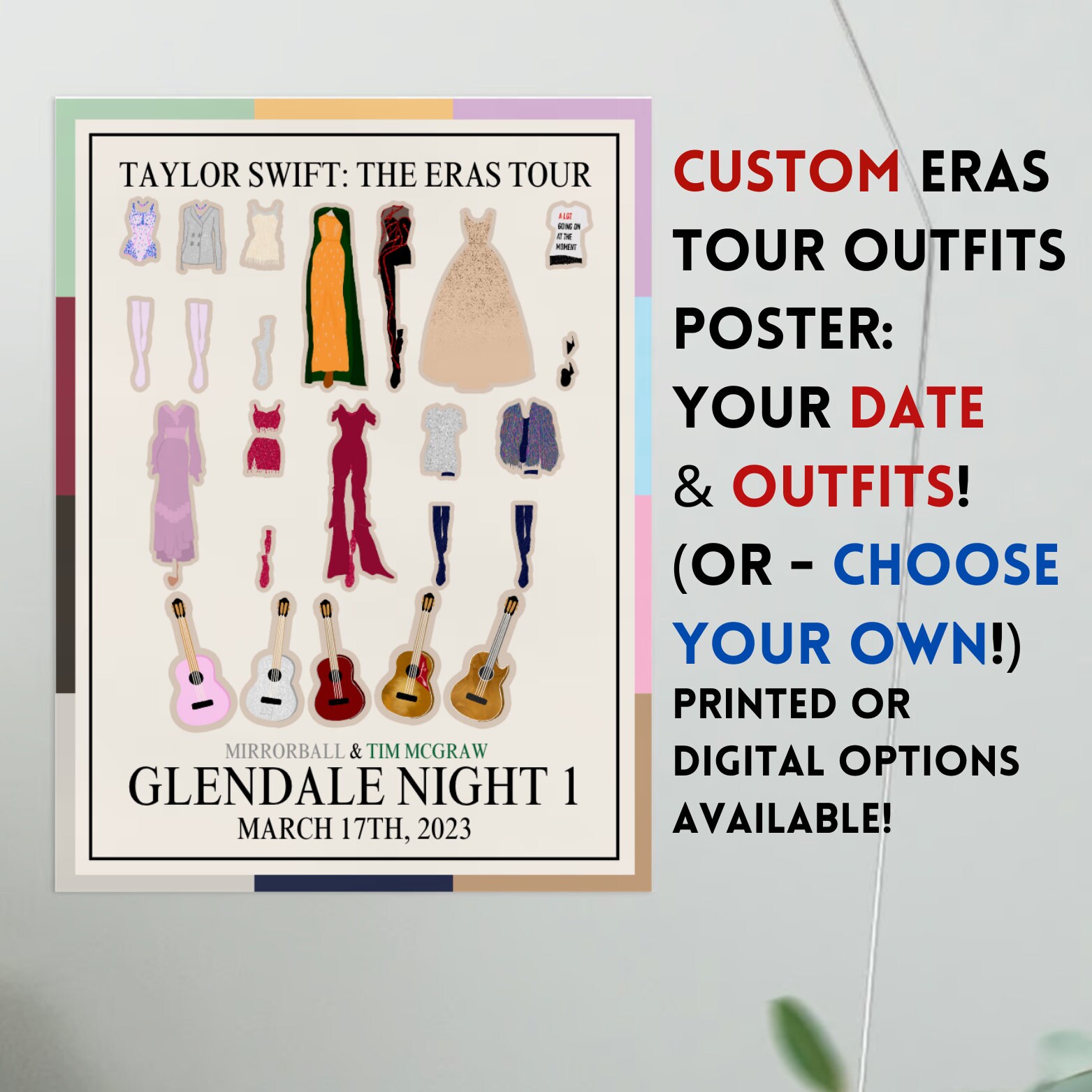 Taylor Swift: the Eras Tour Inspired Outfit Poster PERSONALIZED by Date ...