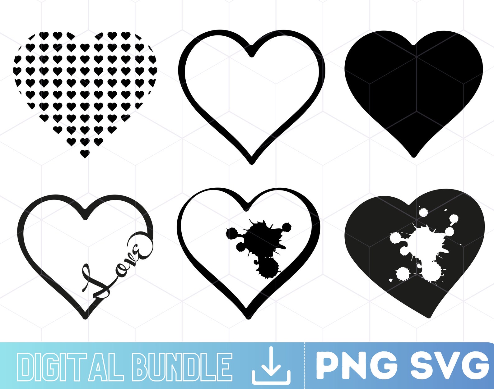 Hearts Svg Bundle, SVG PNG, Heart Design, Digital Download, SVG ...