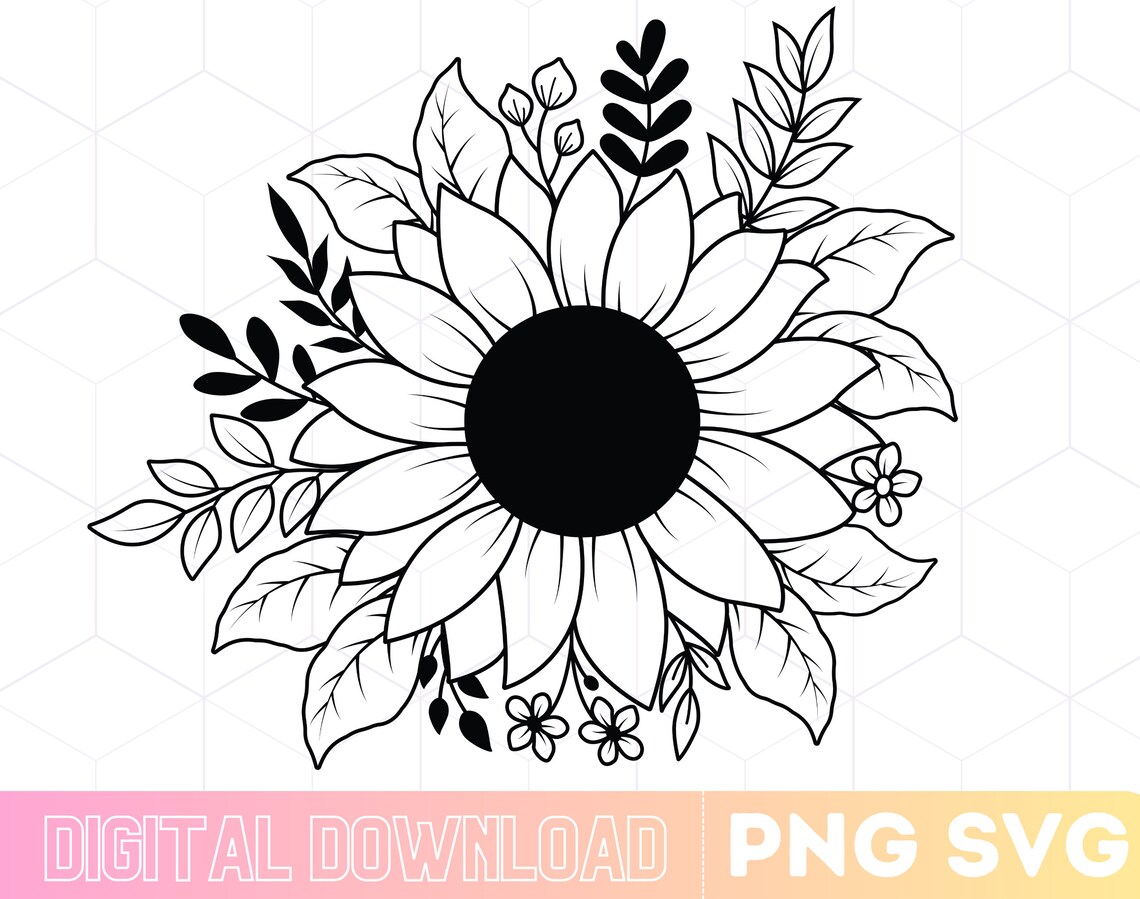Sunflower Svg Png Files, Sunflower Svg Designe, Sunflower Clipart, Cut ...