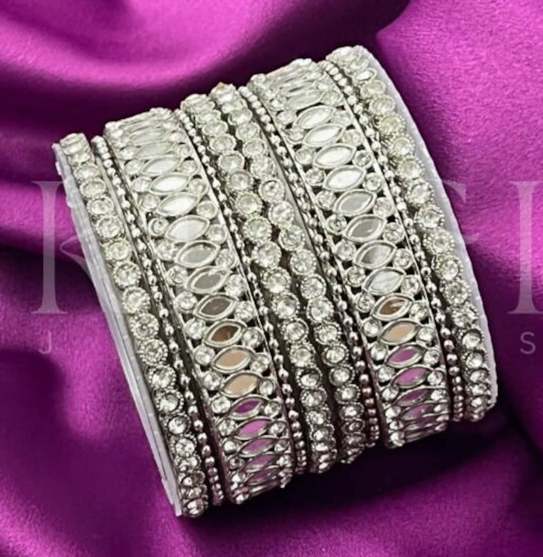 ROSE Bollywood Inspired Mirror Bangles Indian Bangles - Etsy