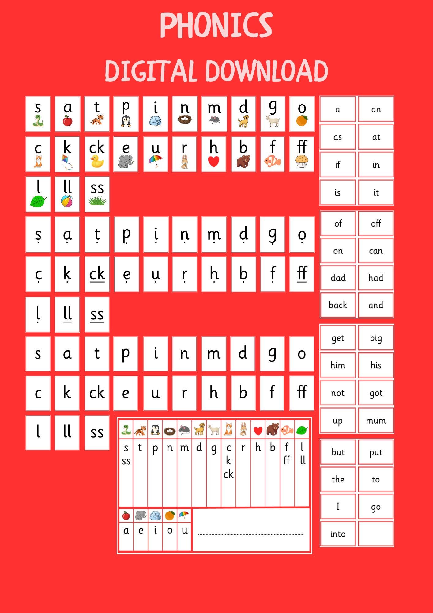 Phase 2 Phonics Flashcards Printable, Sound Mat, Tricky & High ...