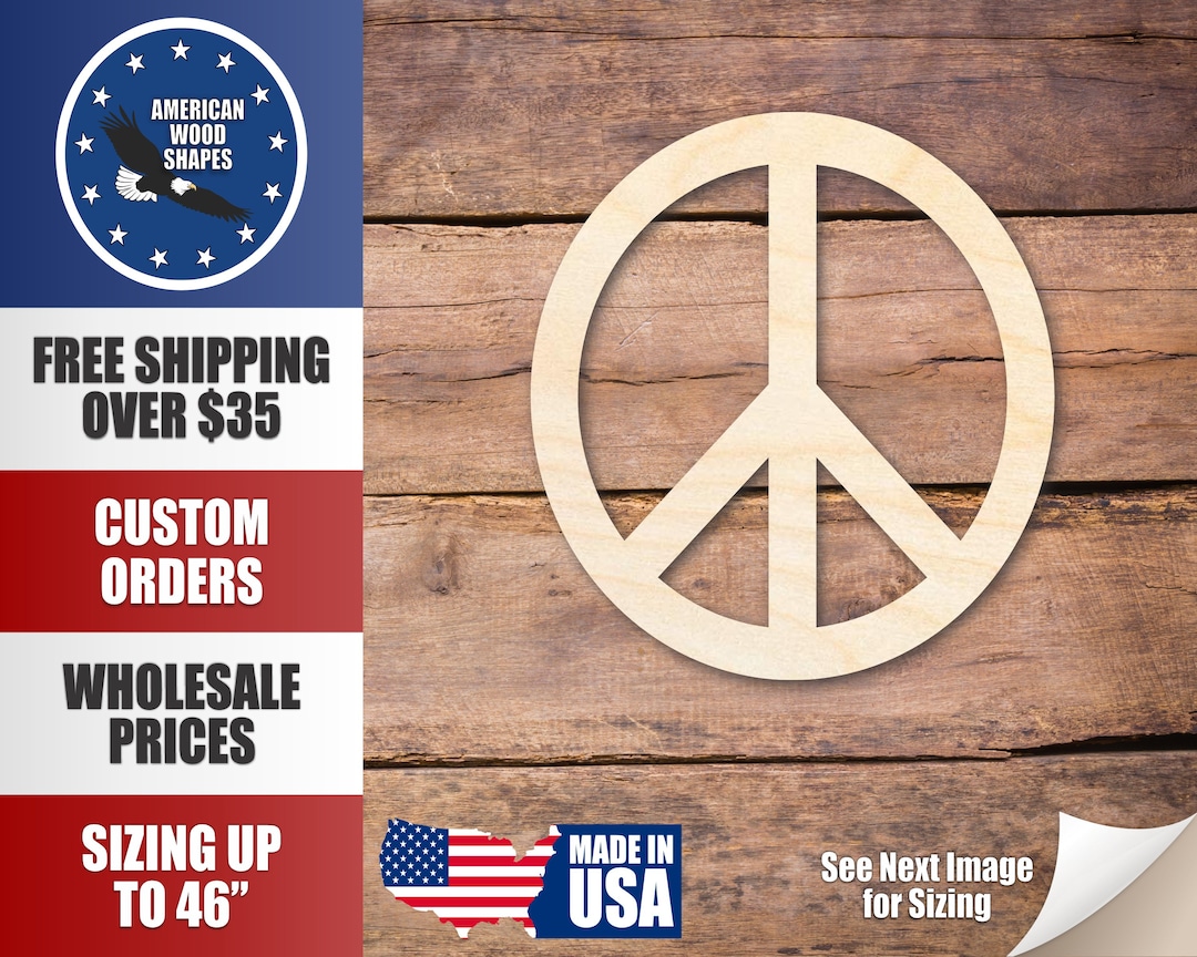Unfinished Wood Peace Symbol Shape - Craft - up to 24" DIY - Etsy