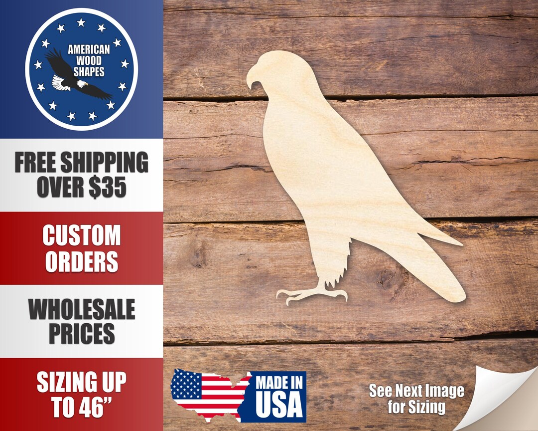 Unfinished Wood Falcon Shape - Animal - Bird - Wildlife - Craft - up to ...
