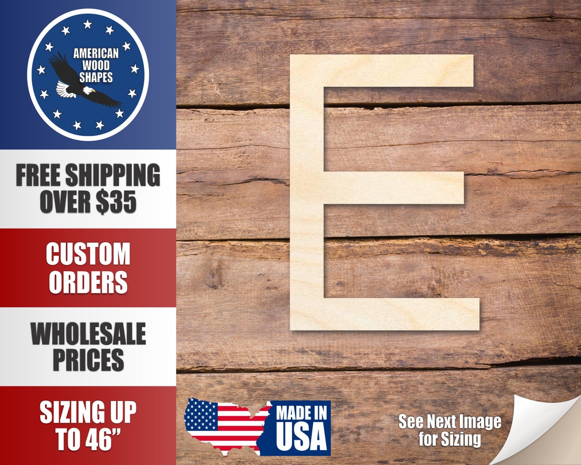 Unfinished Wood Arial Letter E Shape - Craft - up to 36" DIY - Etsy