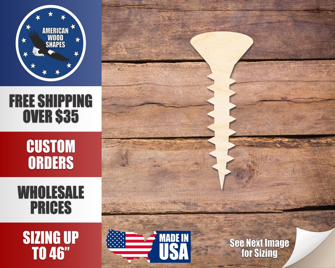 Unfinished Wood Screw Shape - Tool - Craft - up to 24" DIY - Etsy