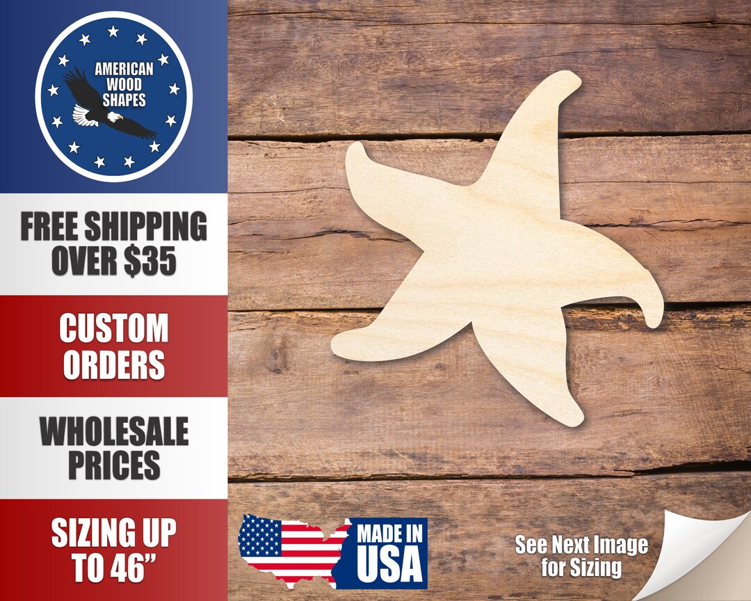 Unfinished Wood Starfish Sea Star Shape - Craft - up to 36" DIY - Etsy