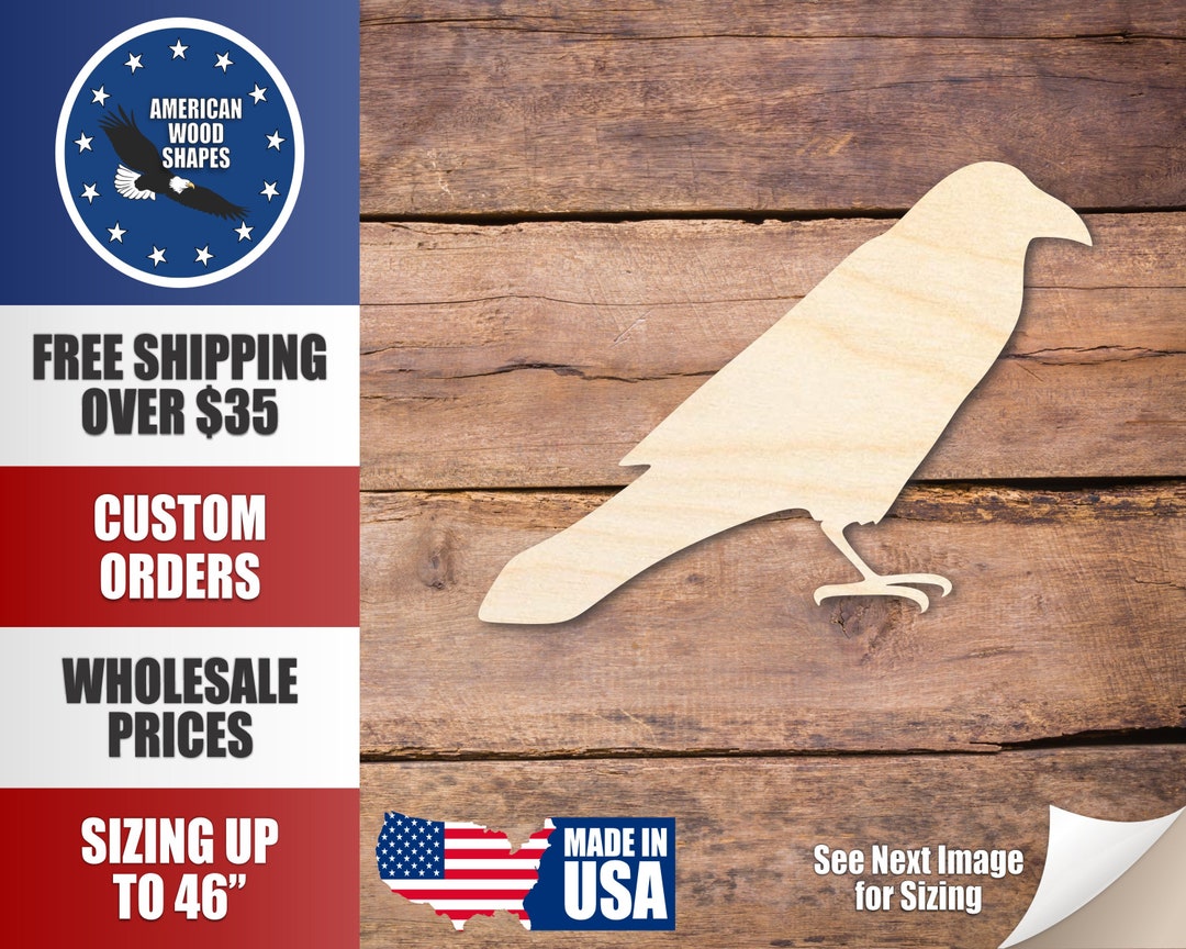Unfinished Wood Raven Shape - Bird - Wildlife - Craft - up to 24" DIY ...