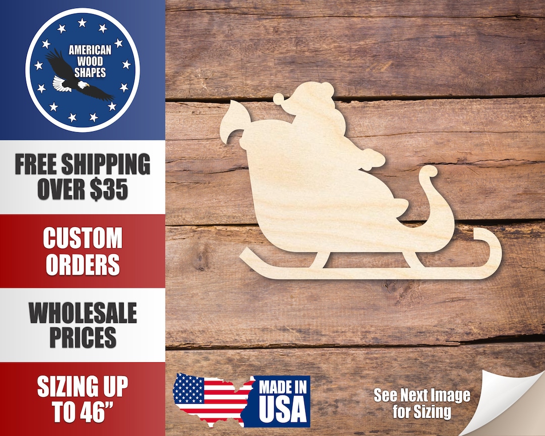 Unfinished Wood Santa in Sleigh Shape - Craft - up to 36" DIY - Etsy