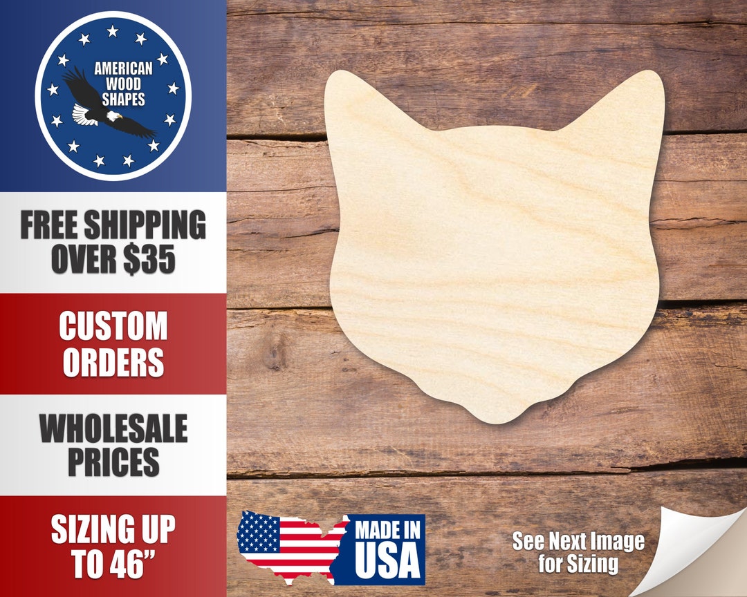 Unfinished Wood Cat Head Shape - Animal - Pet - Craft - up to 24" DIY ...