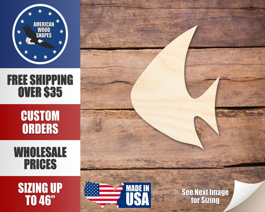 Unfinished Wood Tropical Fish Shape - Craft - up to 36" DIY - Etsy