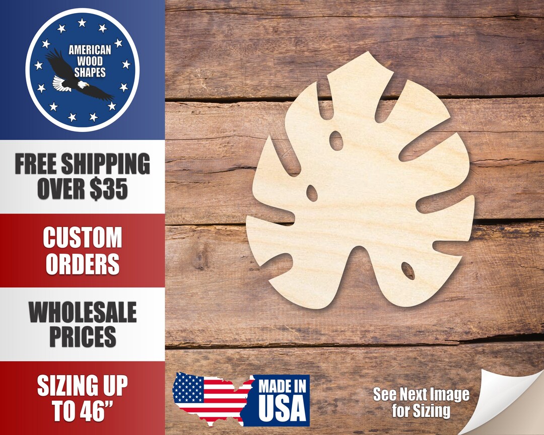 Unfinished Wood Monstera Leaf Shape - Craft - up to 36" - Etsy