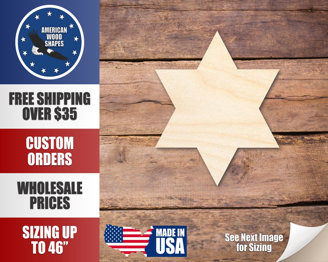 Unfinished Wood Six Point Star Shape - Craft - up to 36" DIY - Etsy