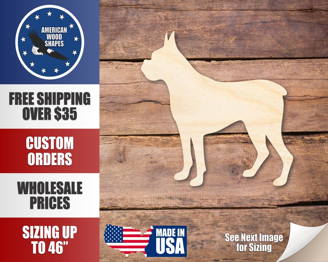 Unfinished Wood Boxer Dog Shape - Animal - Pet - Craft - up to 24" DIY ...