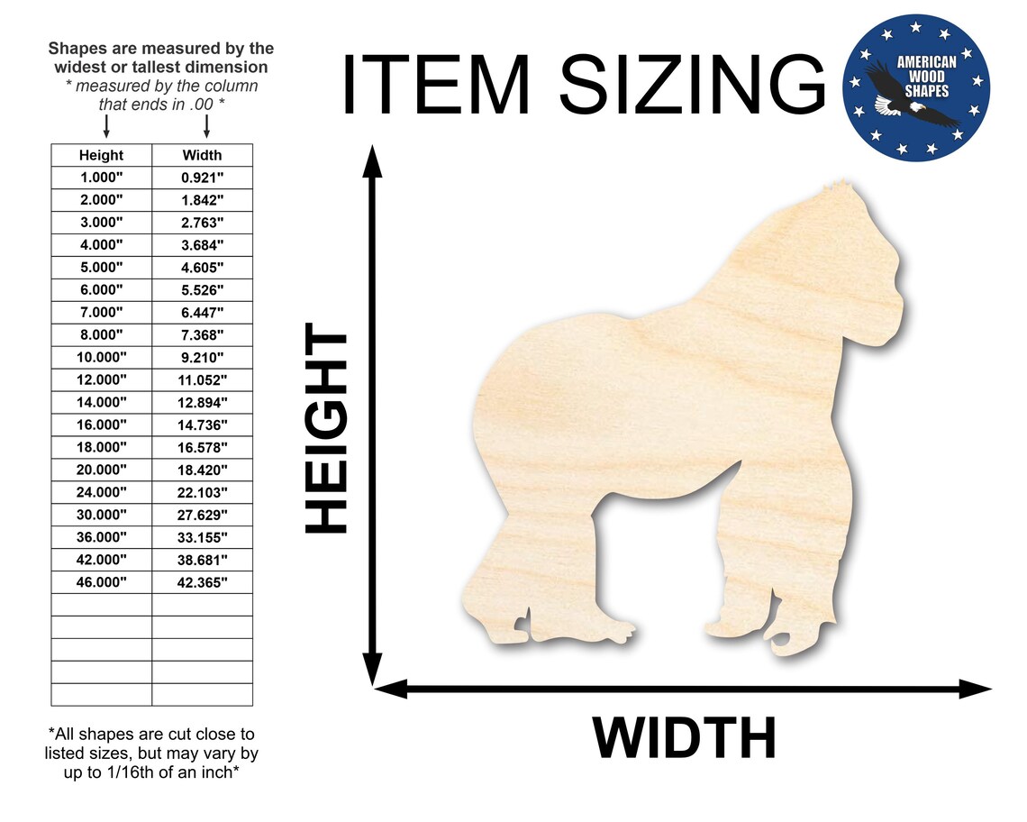 Unfinished Wood Gorilla Silhouette - Craft- up to 24" DIY - Etsy