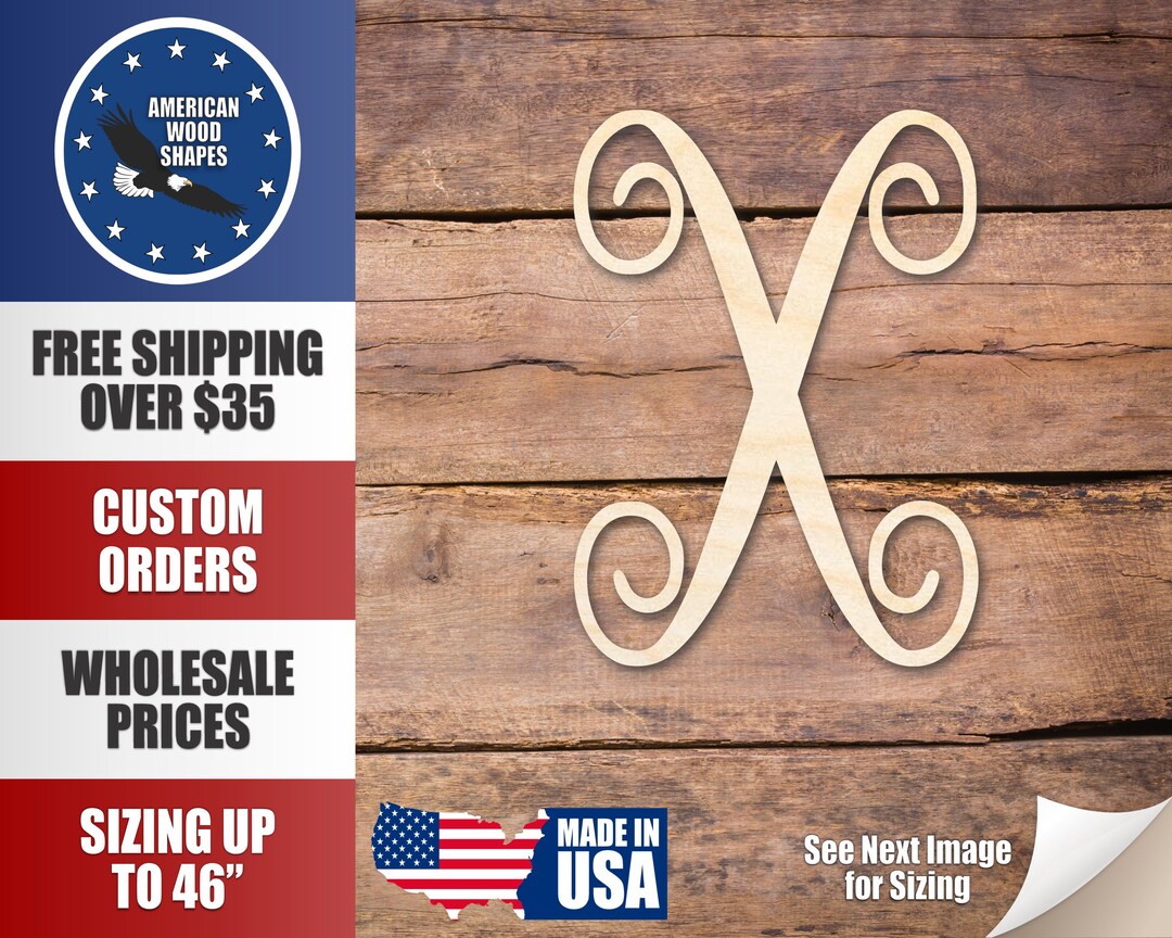 Unfinished Wood Monogram X Shape - Craft - up to 36" DIY - Etsy