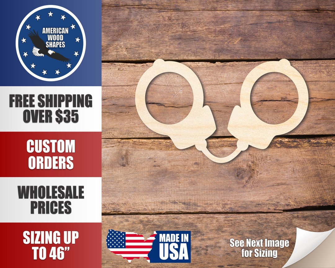 Unfinished Wood Handcuff Shape - Police - Law - Craft - up to 24" DIY ...