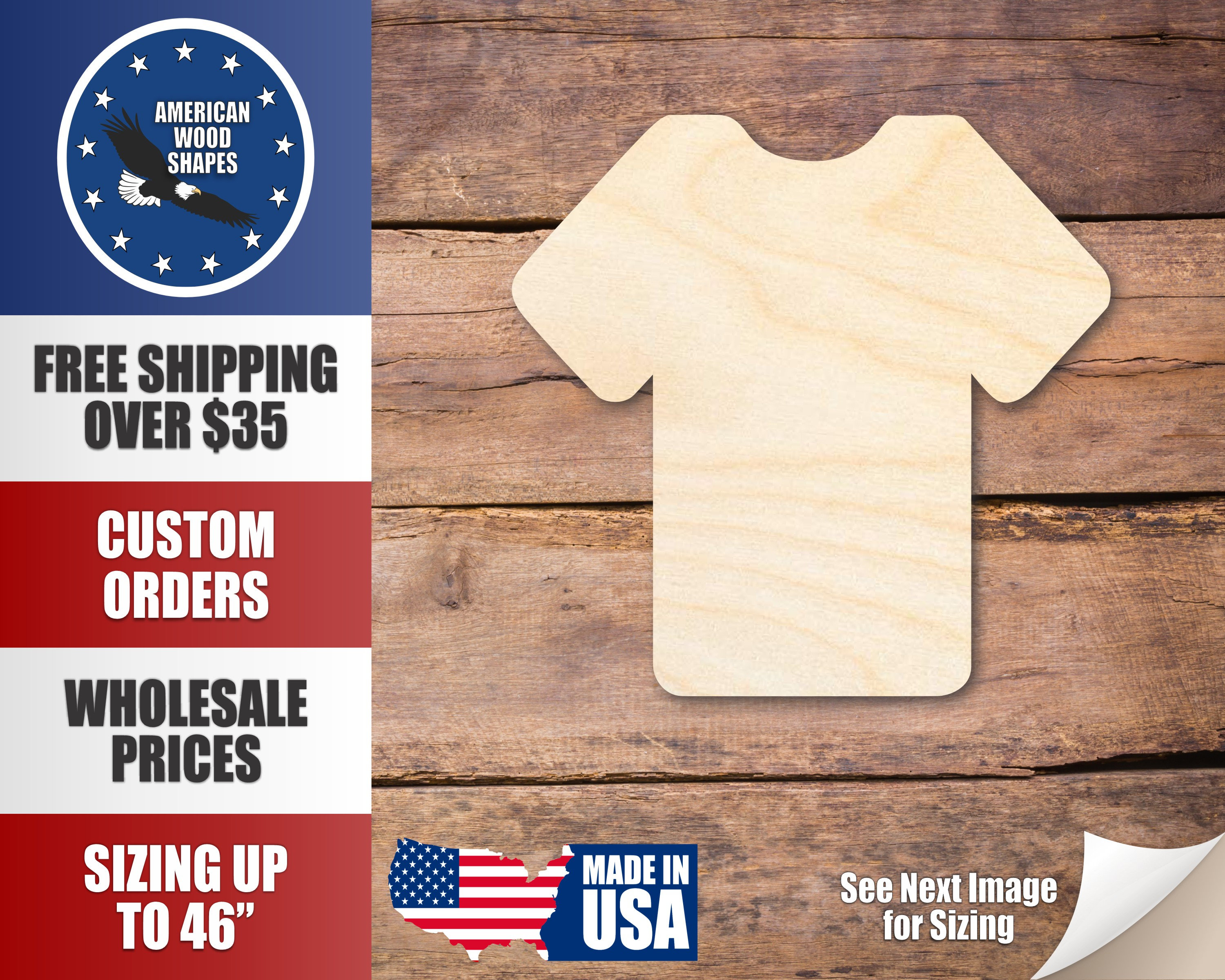 Unfinished Wood Shirt T Shirt Jersey Shape - Craft - up to 36