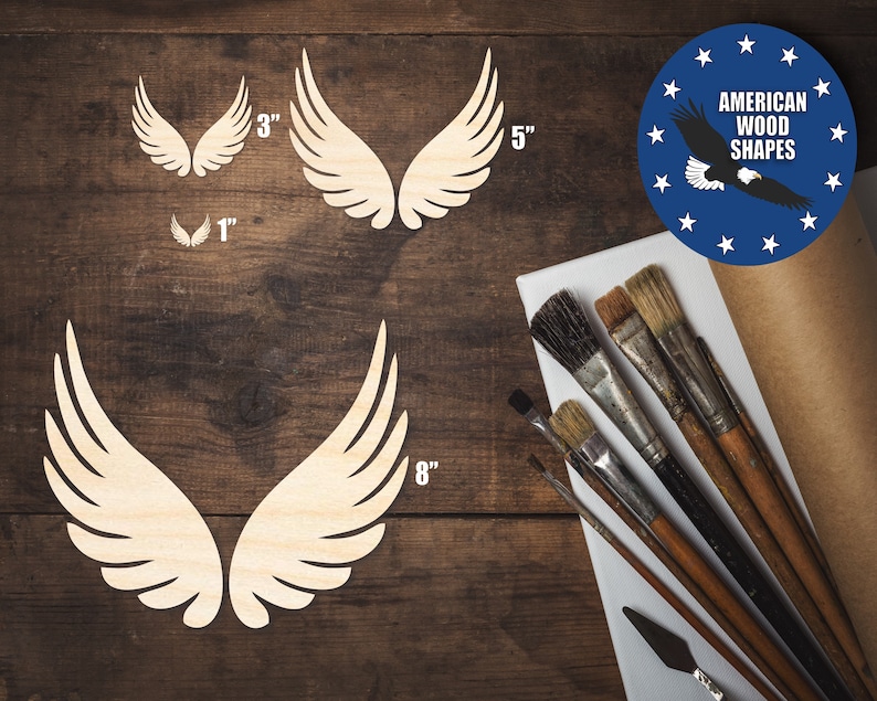 Unfinished Wood Angel Wings Shape Craft up to 36 - Etsy