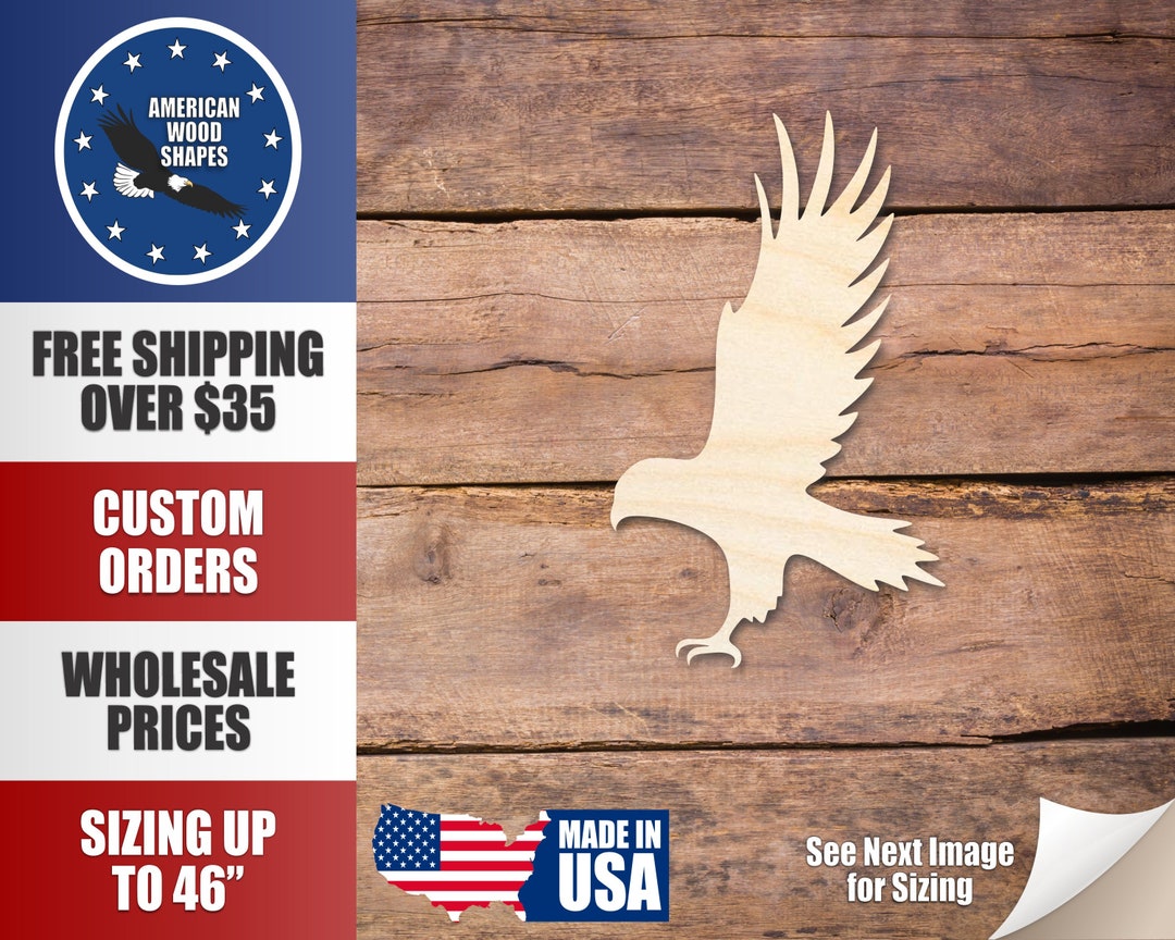 Unfinished Wood Hawk Shape - Animal - Wildlife - Craft - up to 24" DIY ...