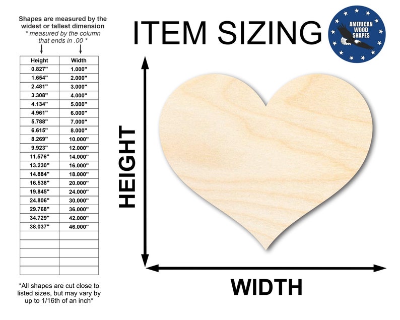 Unfinished Wood Round Classic Heart Shape up to 24" DIY Valentines Day ...